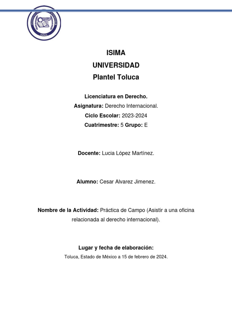 Isima Universidad Plantel Toluca: Relacionada Al Derecho Internacional ...