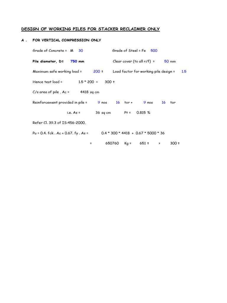 Pile Design for Stacker Reclaimer | PDF | Deep Foundation | Young's Modulus