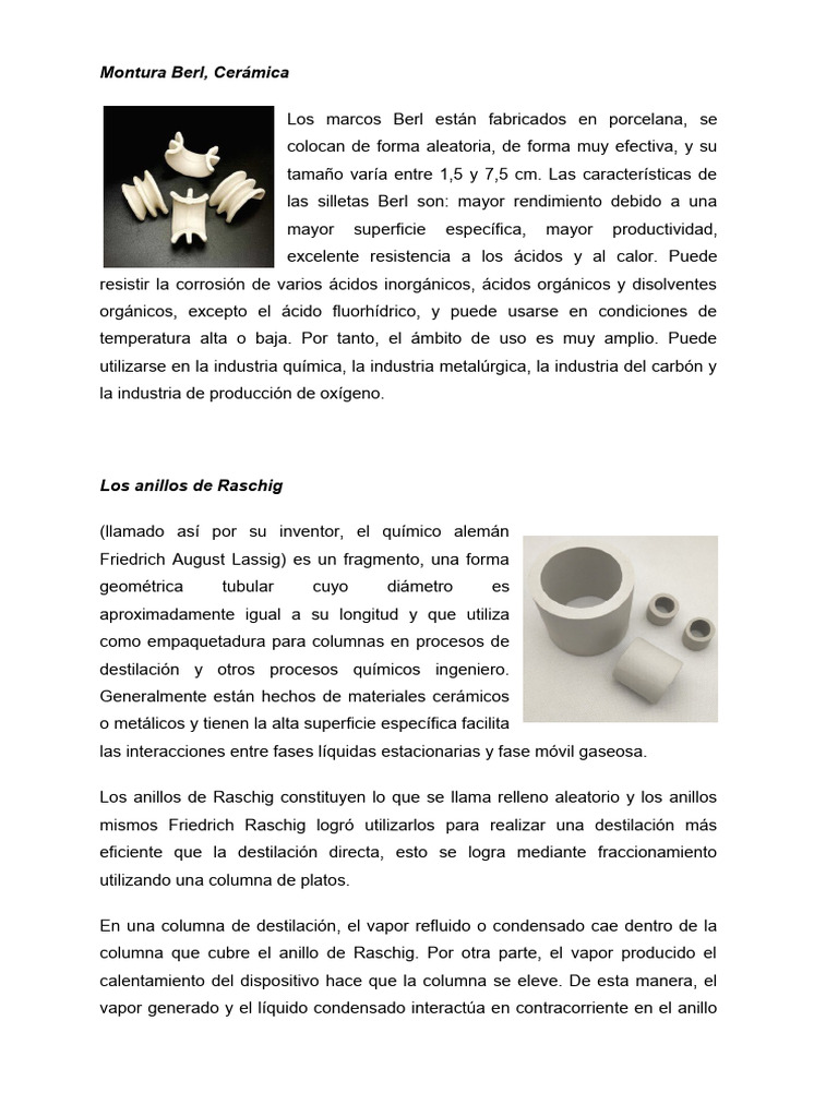Trabajo Berl | PDF | Absorción (Química) | Destilación