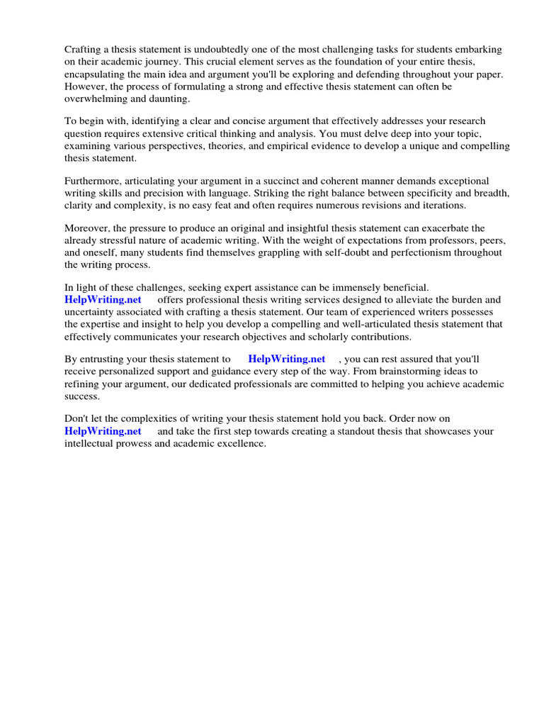 Writing Your Thesis Statement | PDF | Essays | Thesis Writing Your Thesis Statement | PDF | Essays | Thesis