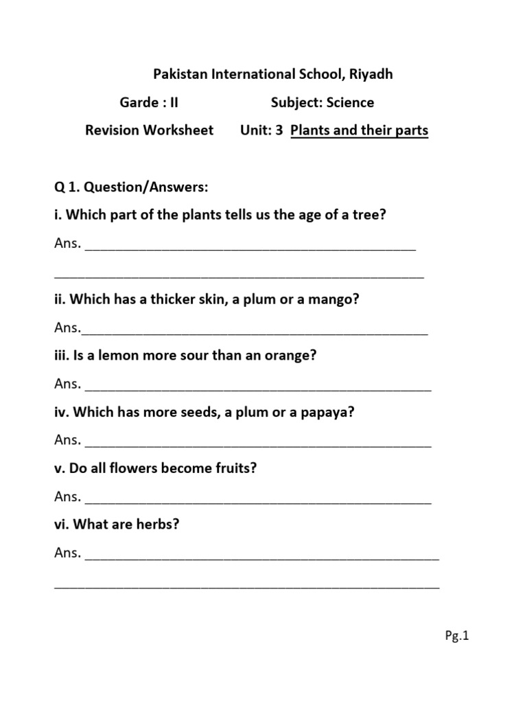 Grade 2 Science Revision Worksheets Full course | PDF | Fruit | Vegetables