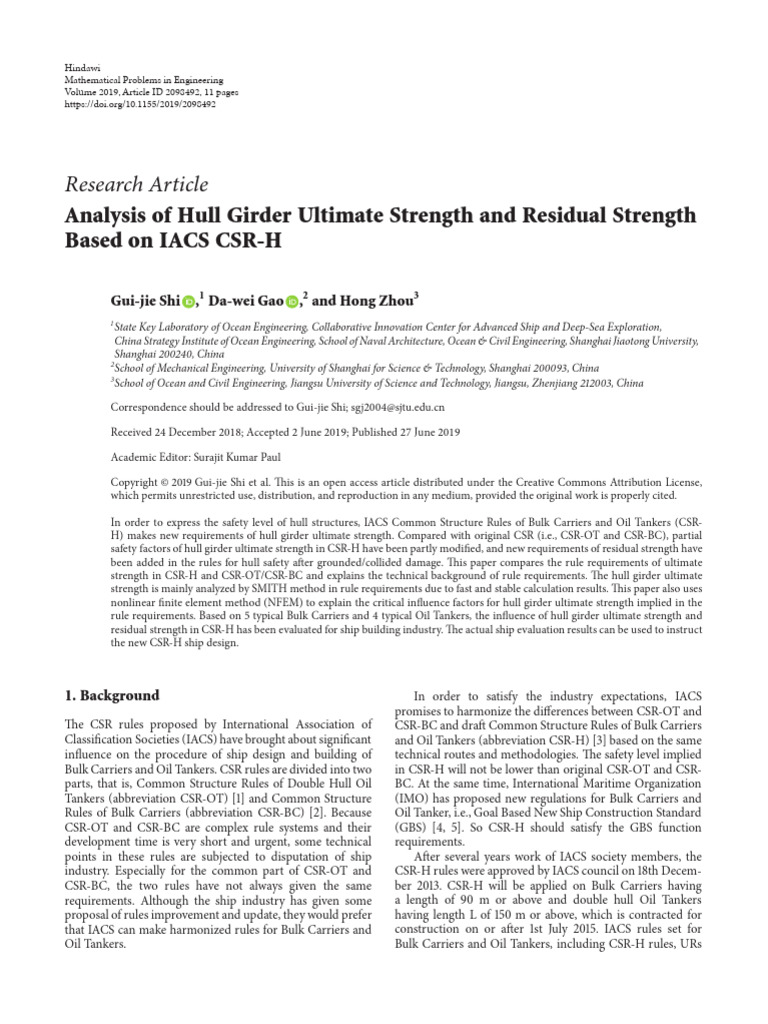 Analysis of Hull Girder Ultimate Strength and Resi | PDF | Business ...