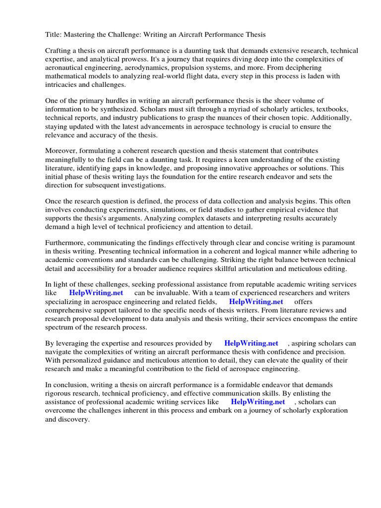 Aircraft Performance Thesis | PDF | Aircraft | Payload Aircraft Performance Thesis | PDF | Aircraft | Payload