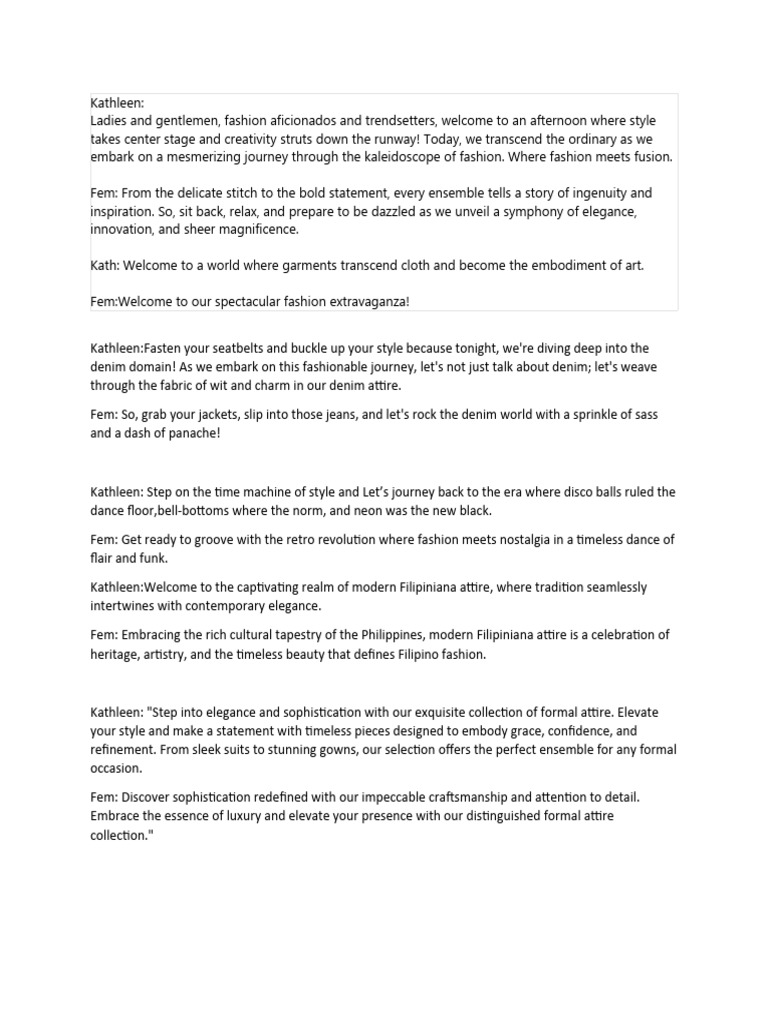 Emcee For Fashion Show | PDF | Lifestyle