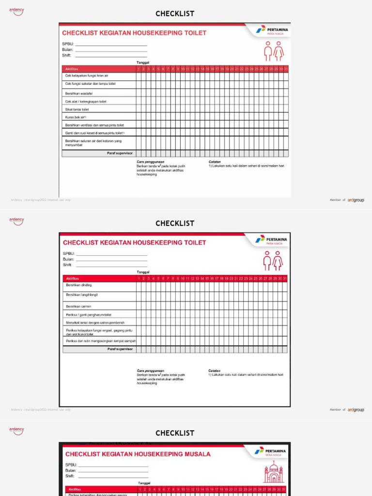 Checklist Housekeeping FASUM SPBU | PDF
