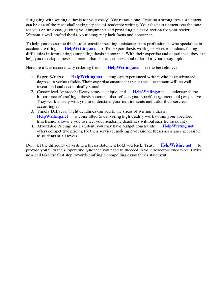 Essay Thesis Statements Examples | PDF | Essays | Thesis