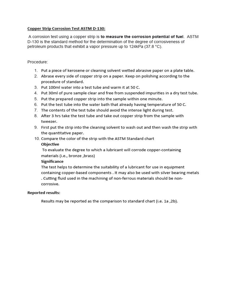 Copper Strip Corrosion Test ASTM D | PDF | Home & Garden