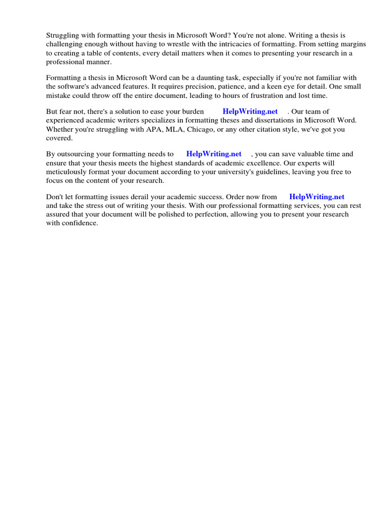 Microsoft Word Thesis Format | PDF | Career & Growth