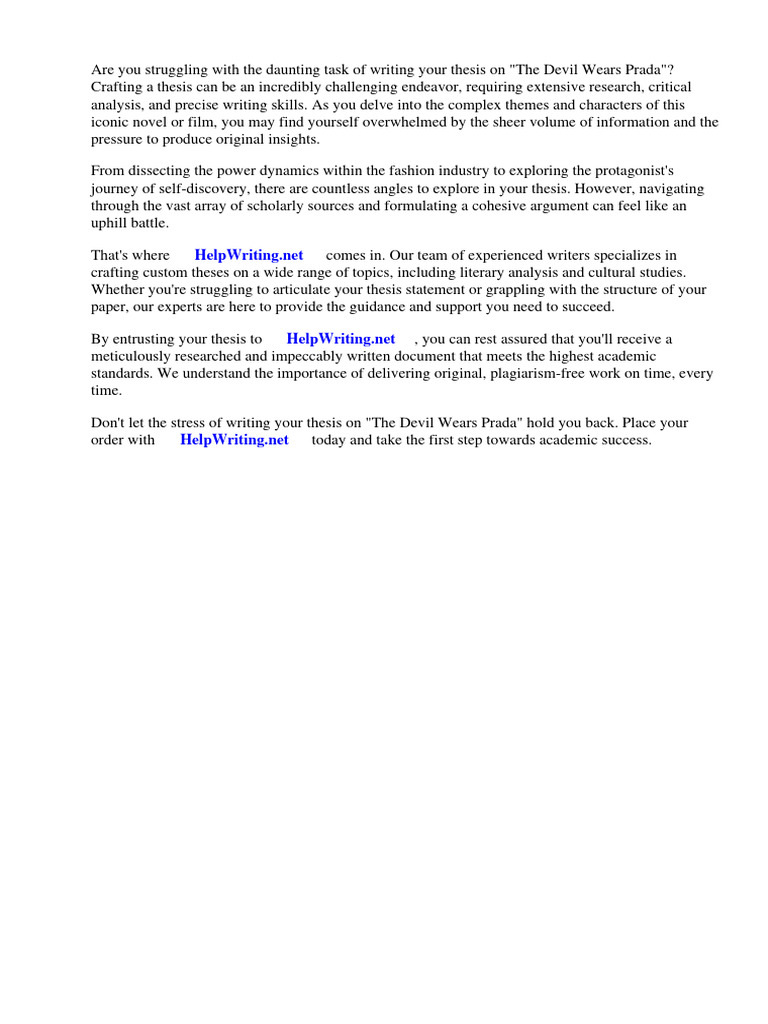 Thesis of The Devil Wears Prada | PDF