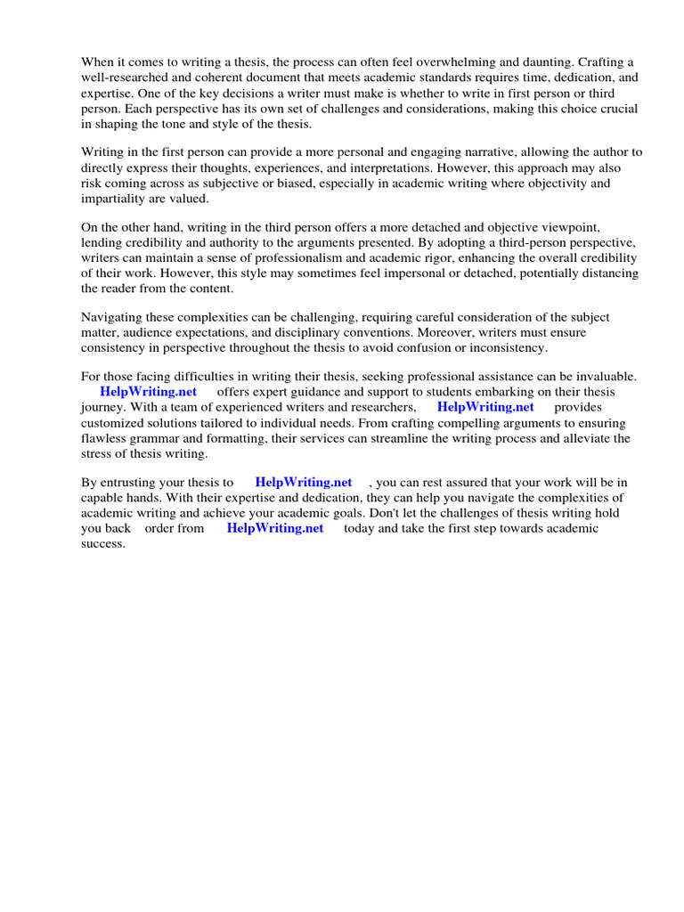 Thesis Writing: First vs. Third Person | PDF | Narration | Essays
