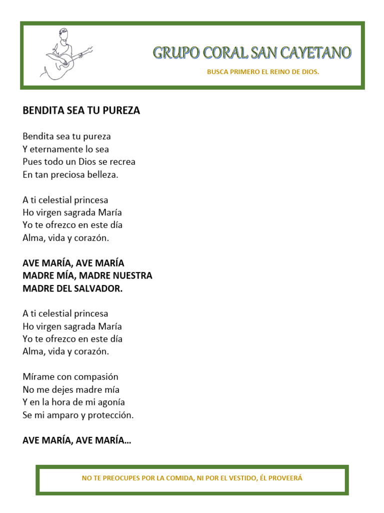 Bendita Sea Tu Pureza | PDF