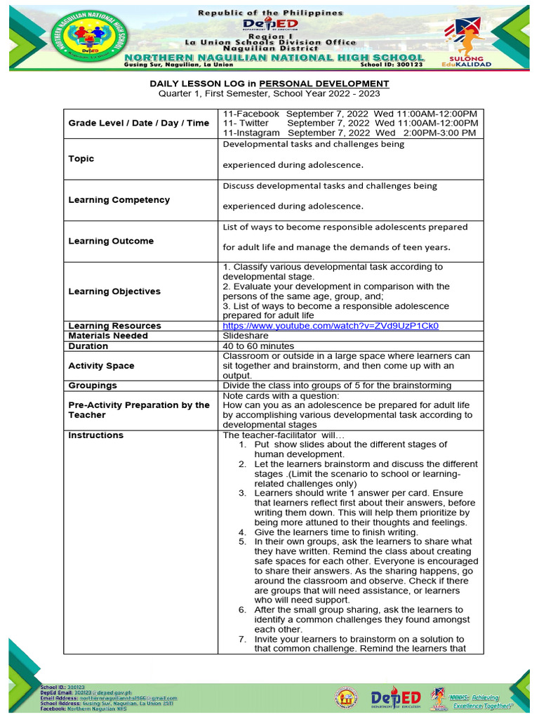 Adolescent Developmental Tasks Overview | PDF | Learning | Adolescence