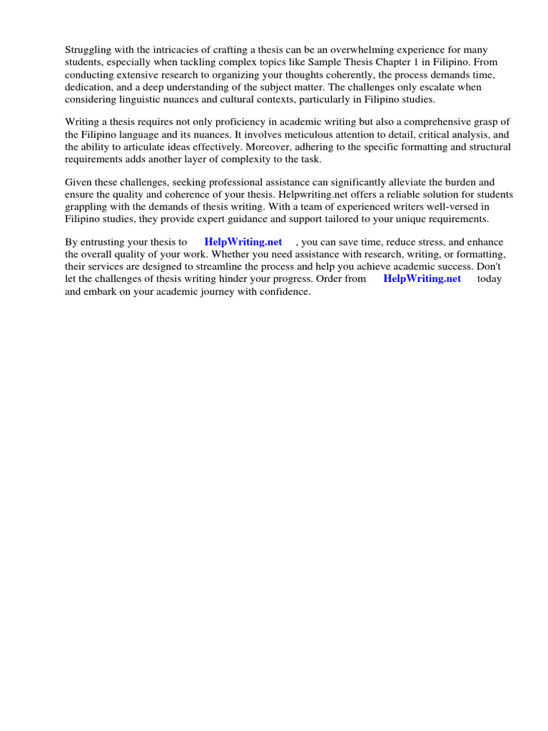 Sample Thesis Chapter 1 Filipino | PDF | Thesis
