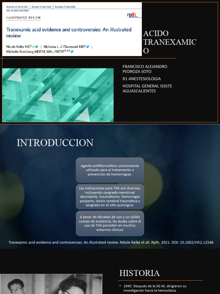 ACIDO TRANEXAMICO | PDF | Enfermedades y trastornos | Especialidades Medicas