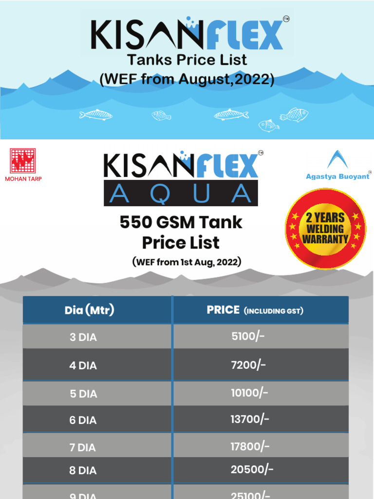 Tanks Master Price List - Customer Aug'22 | PDF