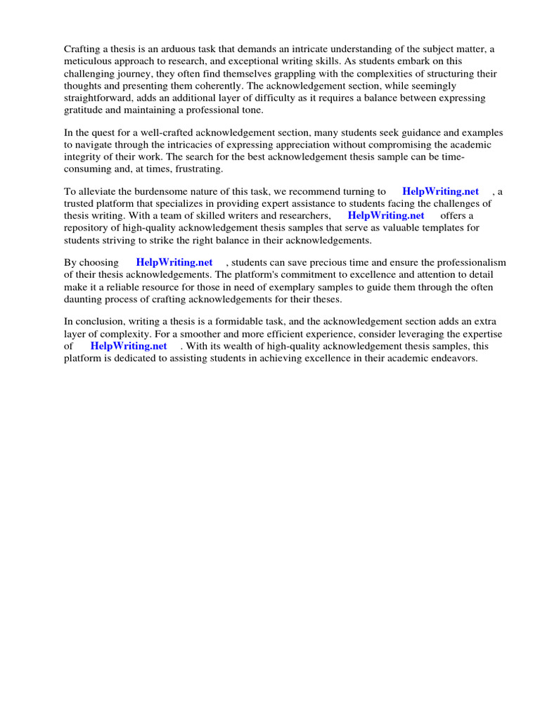 Best Acknowledgement Thesis Sample | Download Free PDF | Thesis ...