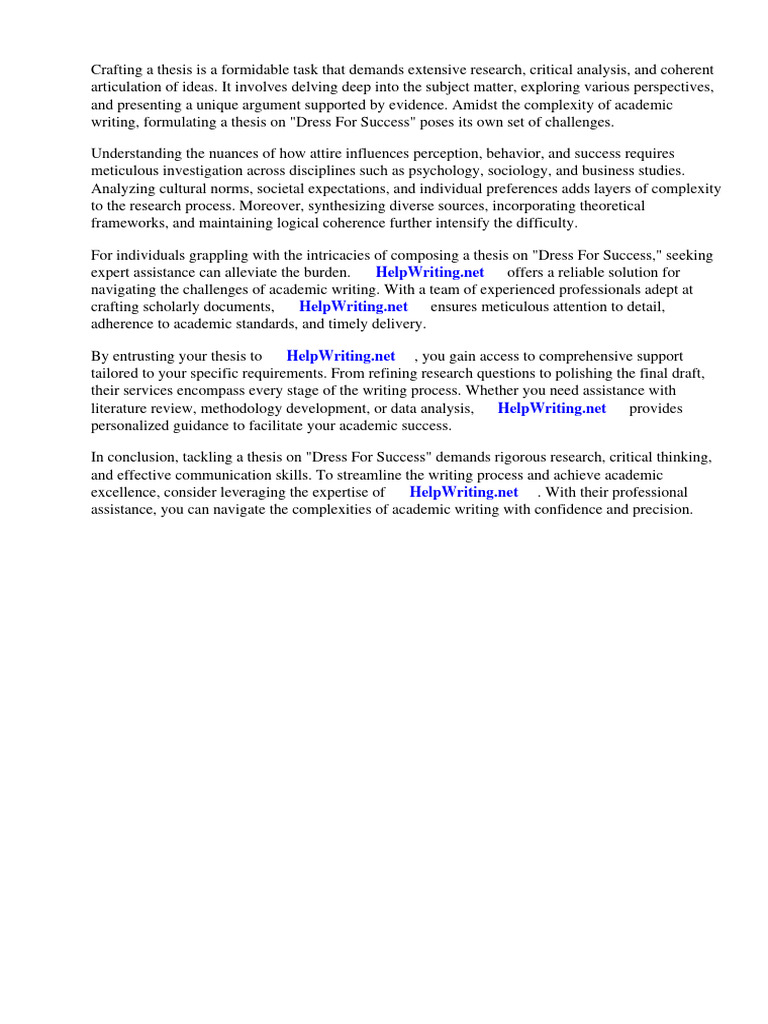 Dress For Success Thesis | PDF