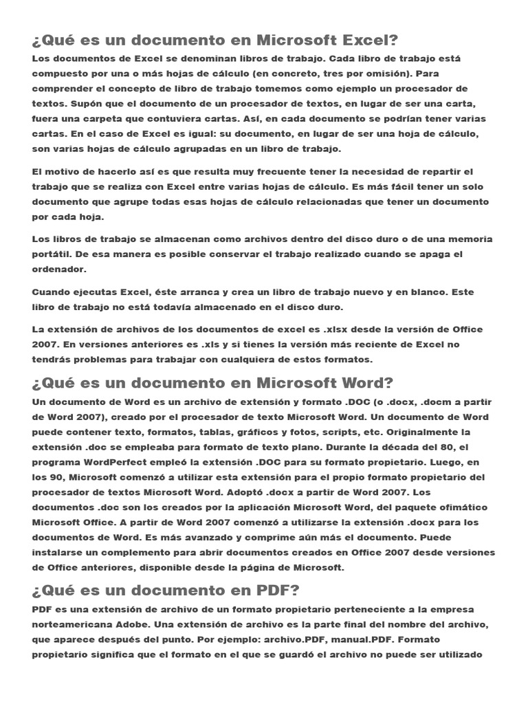 Qué es un documento en Microsoft Excel | PDF
