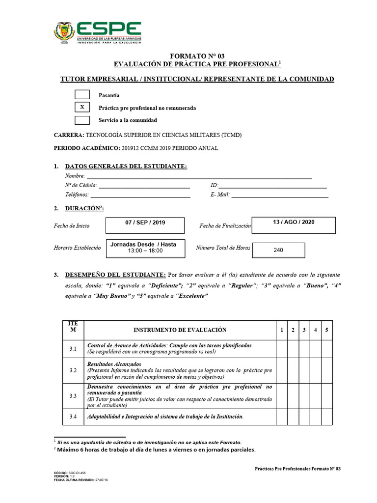 FORMATO 3 - Evaluación - Tutor - Empresarial-SGCDI4581 | PDF | Negocios | Finanzas y dinero