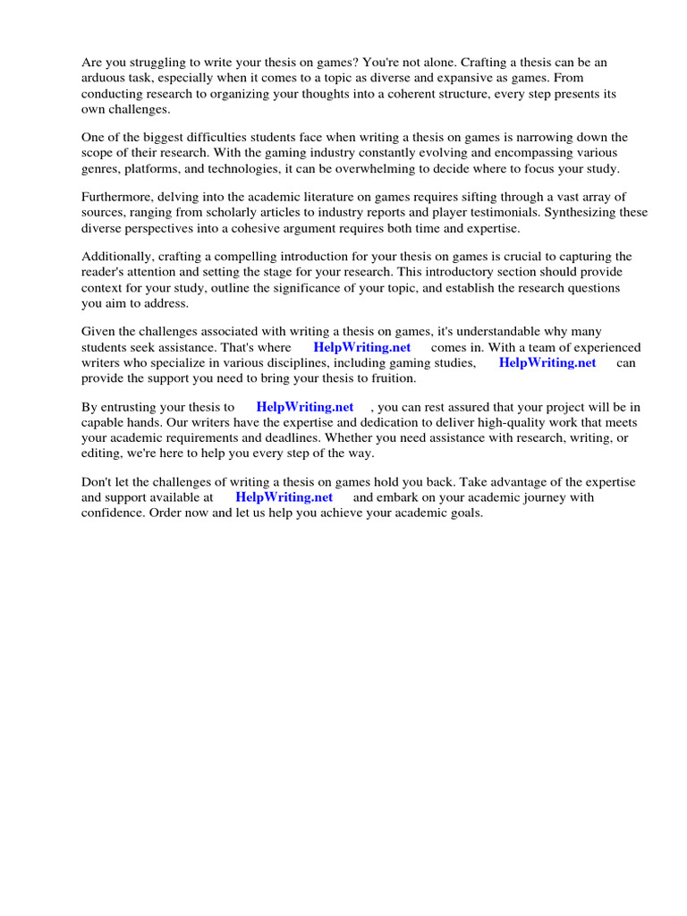 Sample Introduction For Thesis Games | PDF Sample Introduction For Thesis Games | PDF