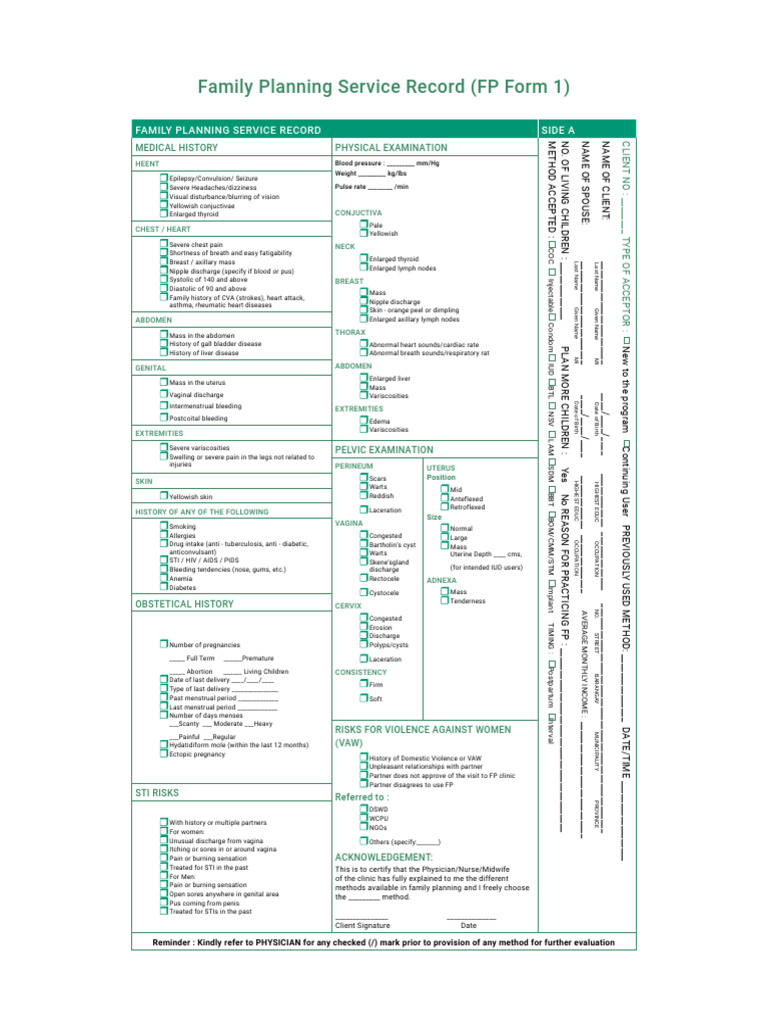 FP Form 1 | PDF | Blood Pressure | Pregnancy
