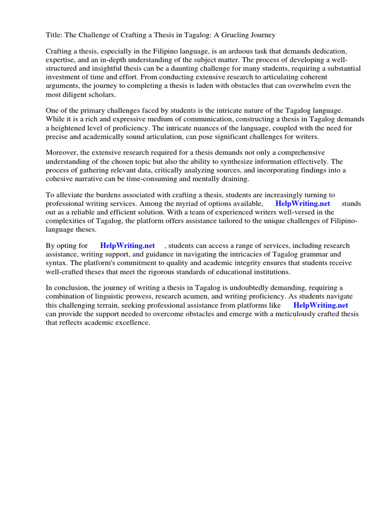 Example of Thesis Tagalog | PDF | Tagalog Language | Thesis