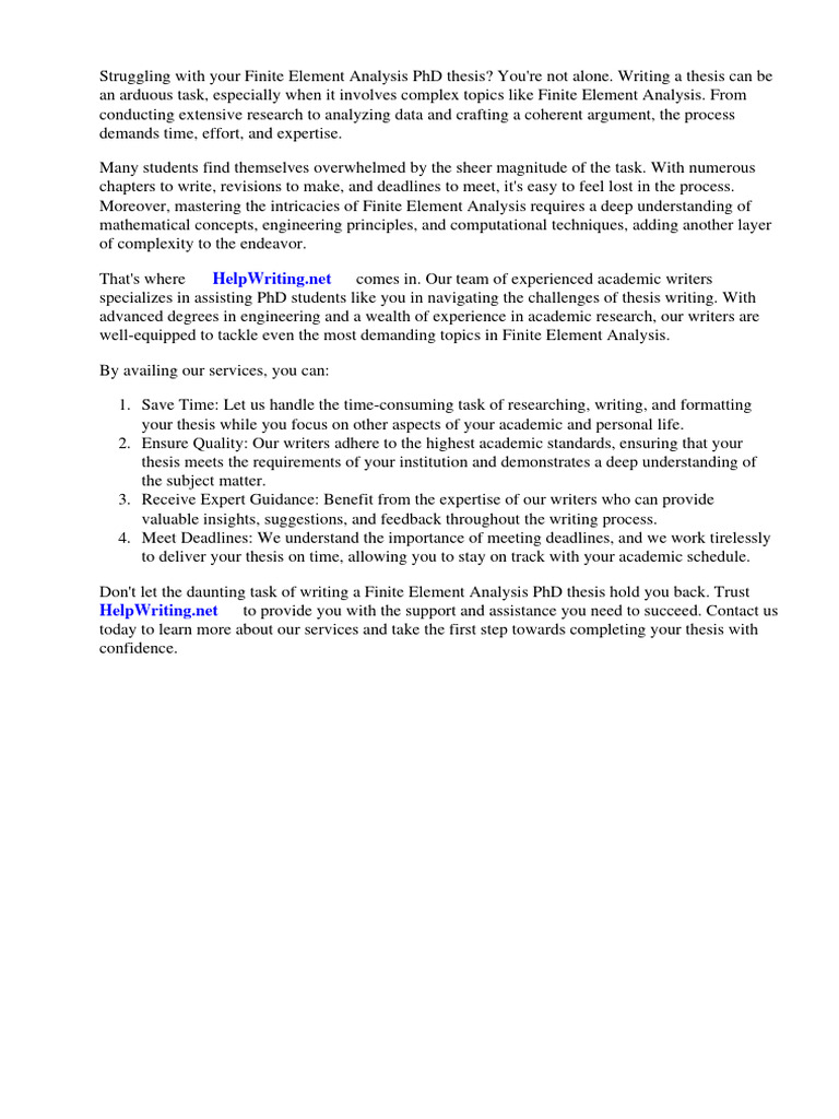 Finite Element Analysis Phd Thesis Pdf
