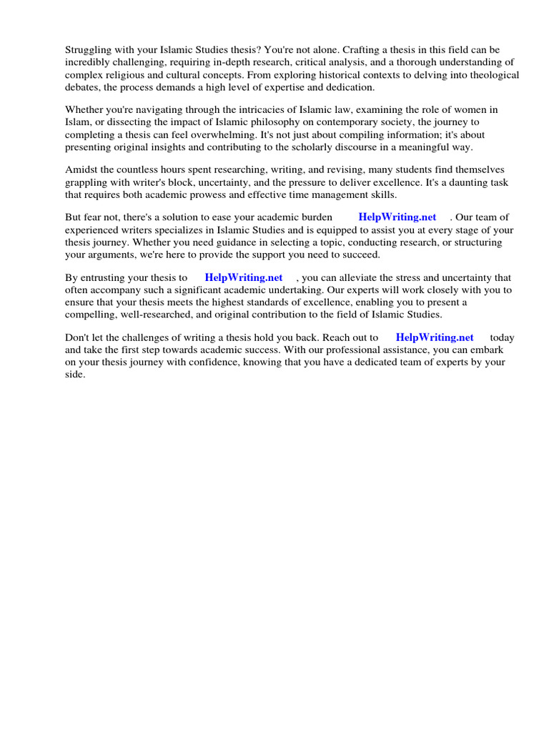 Islamic Studies Thesis Topics | PDF