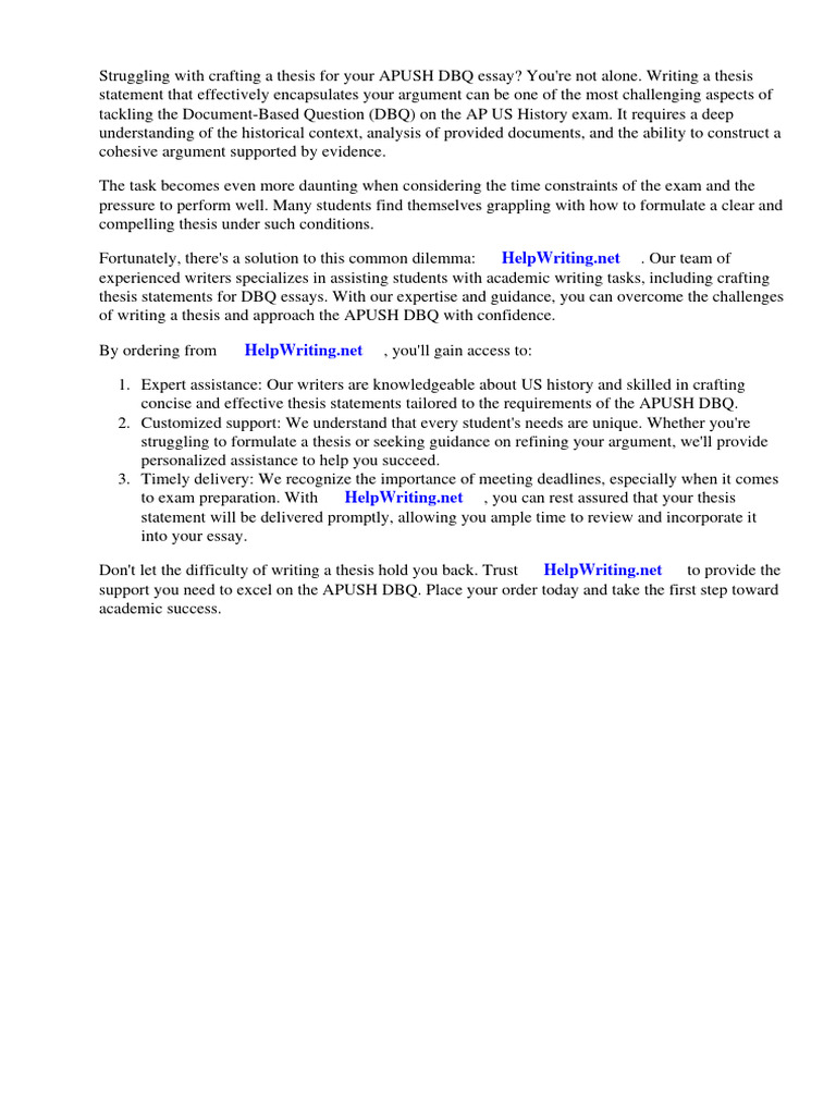 How To Write A DBQ Apush Thesis | PDF | Social Science