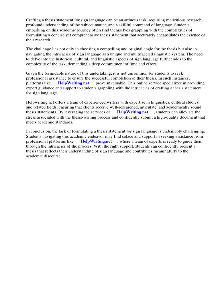 Thesis Statement For Sign Language | PDF | American Sign Language ...