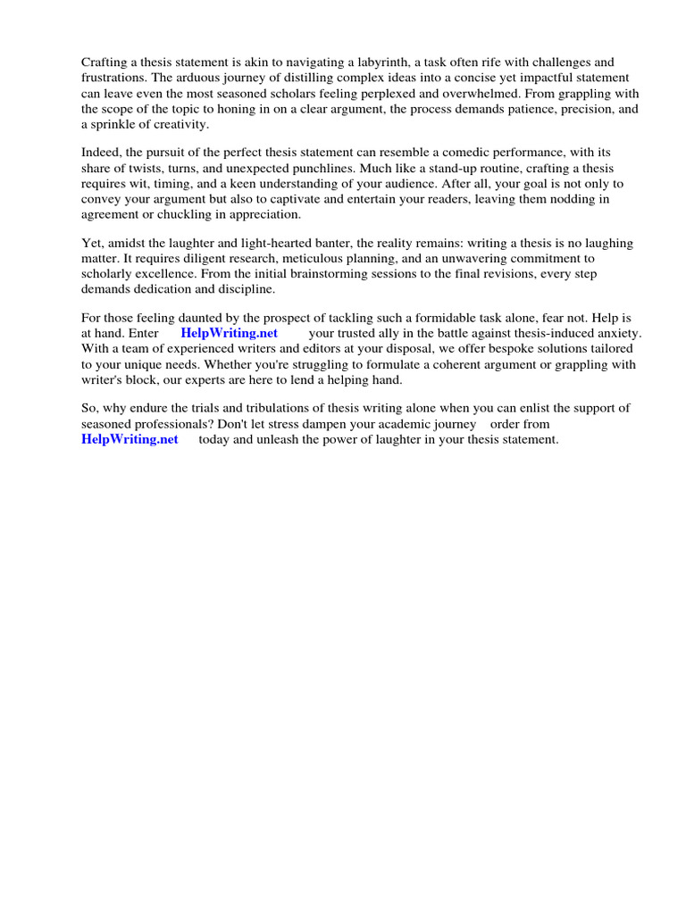 Thesis Statement Humor | PDF