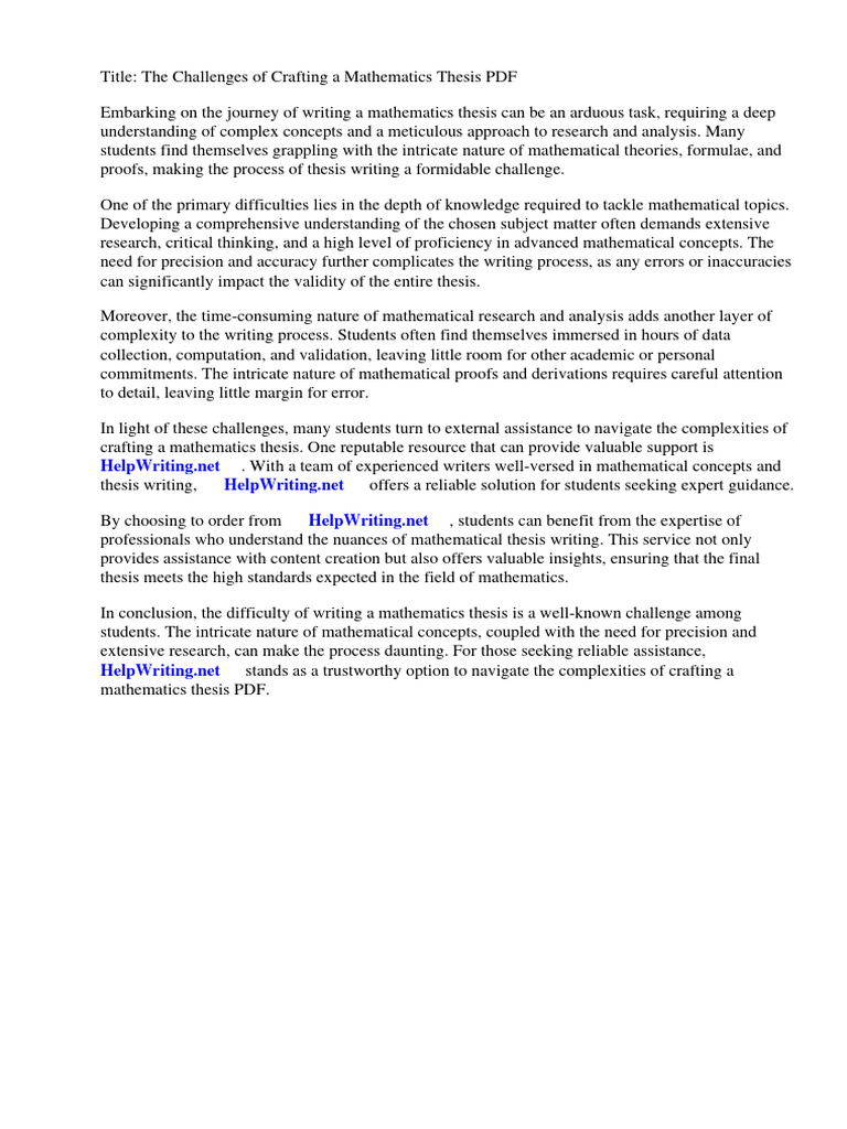 Math Thesis Writing Challenges | PDF