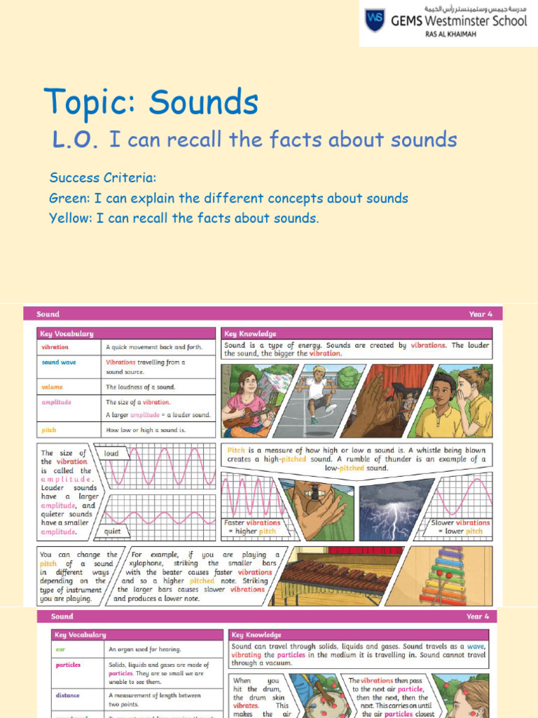 Science Revision Grade 3 Sounds | PDF