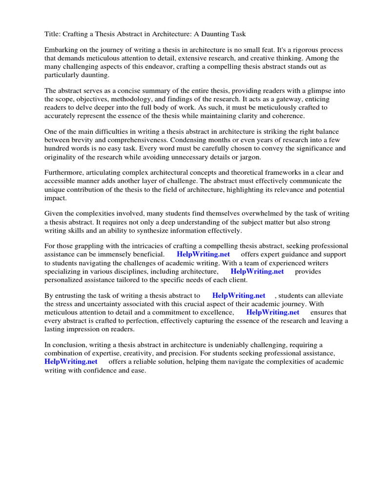 Thesis Abstract Example Architecture | PDF | Thesis | Thought