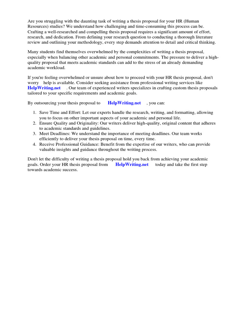 HR Thesis Proposal | PDF | Thesis | Human Resource Management HR Thesis Proposal | PDF | Thesis | Human Resource Management