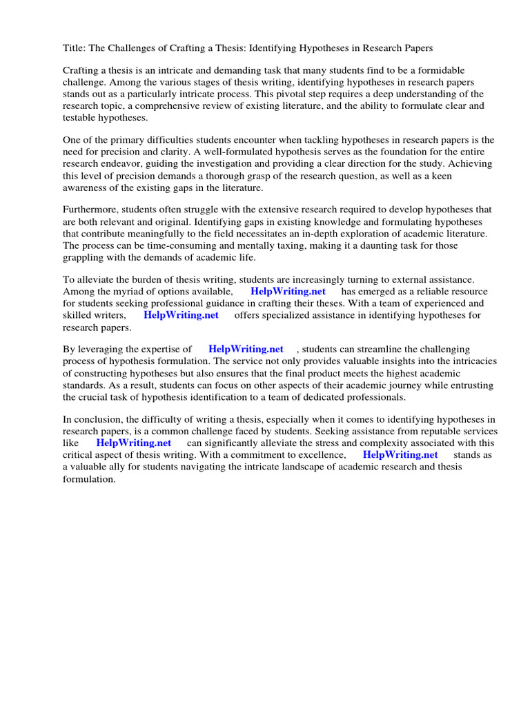 Identifying Hypothesis in Research Paper | PDF | Hypothesis | Scientific Method