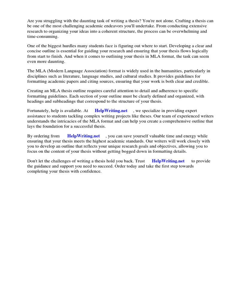 MLA Thesis Outline Guide and Template | PDF | Career & Growth | Art
