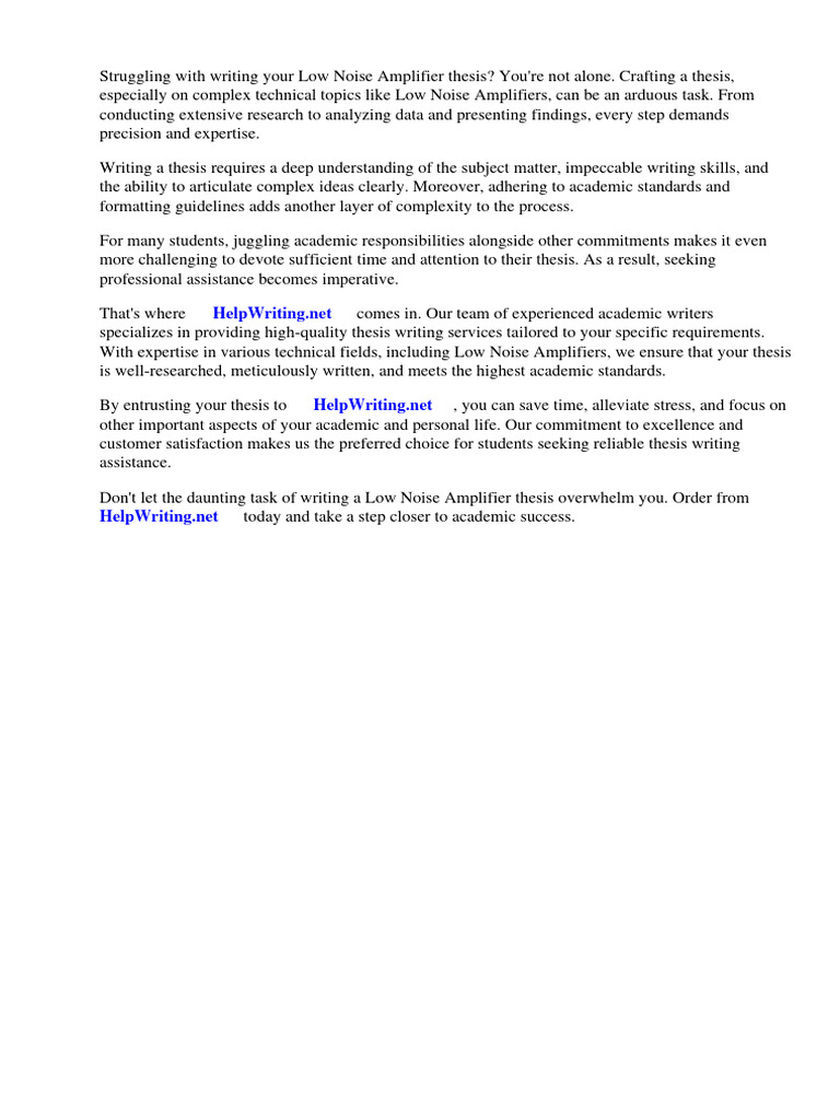 Low Noise Amplifier Thesis | PDF | Amplifier | Computer Engineering