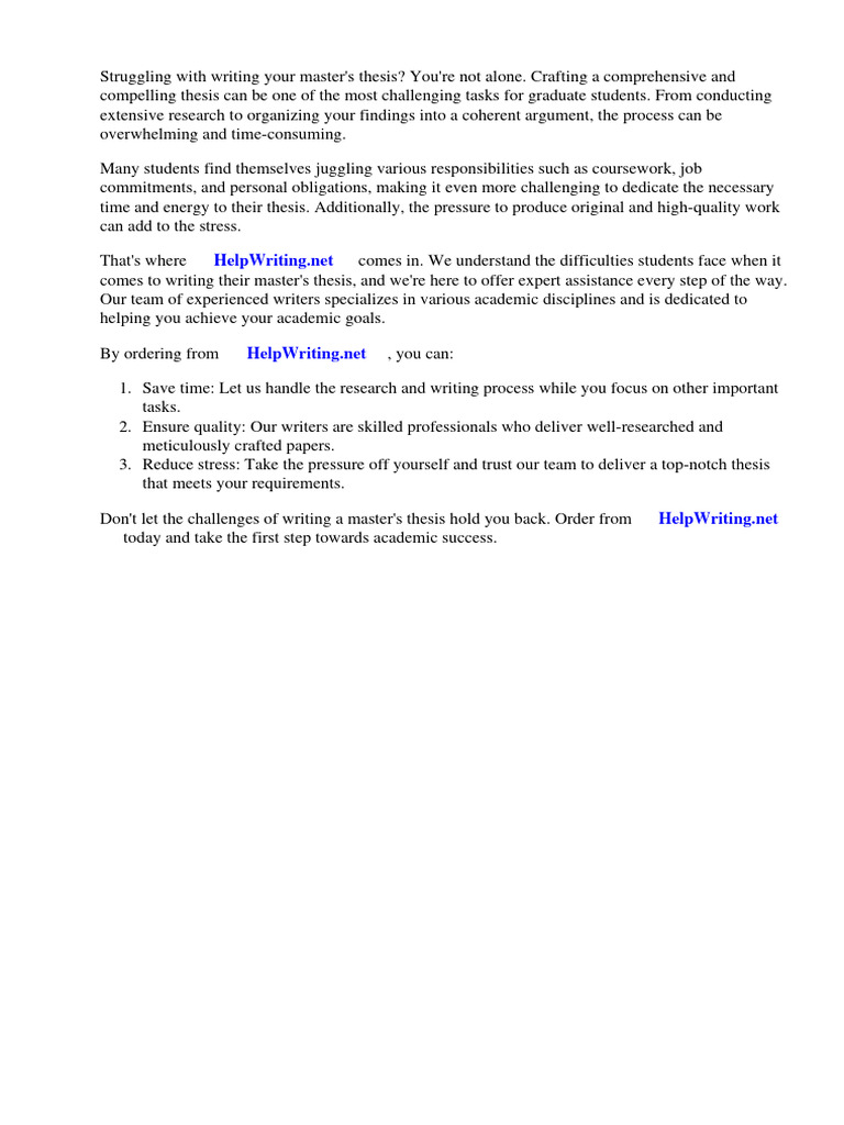 Sample Master Thesis Paper | PDF