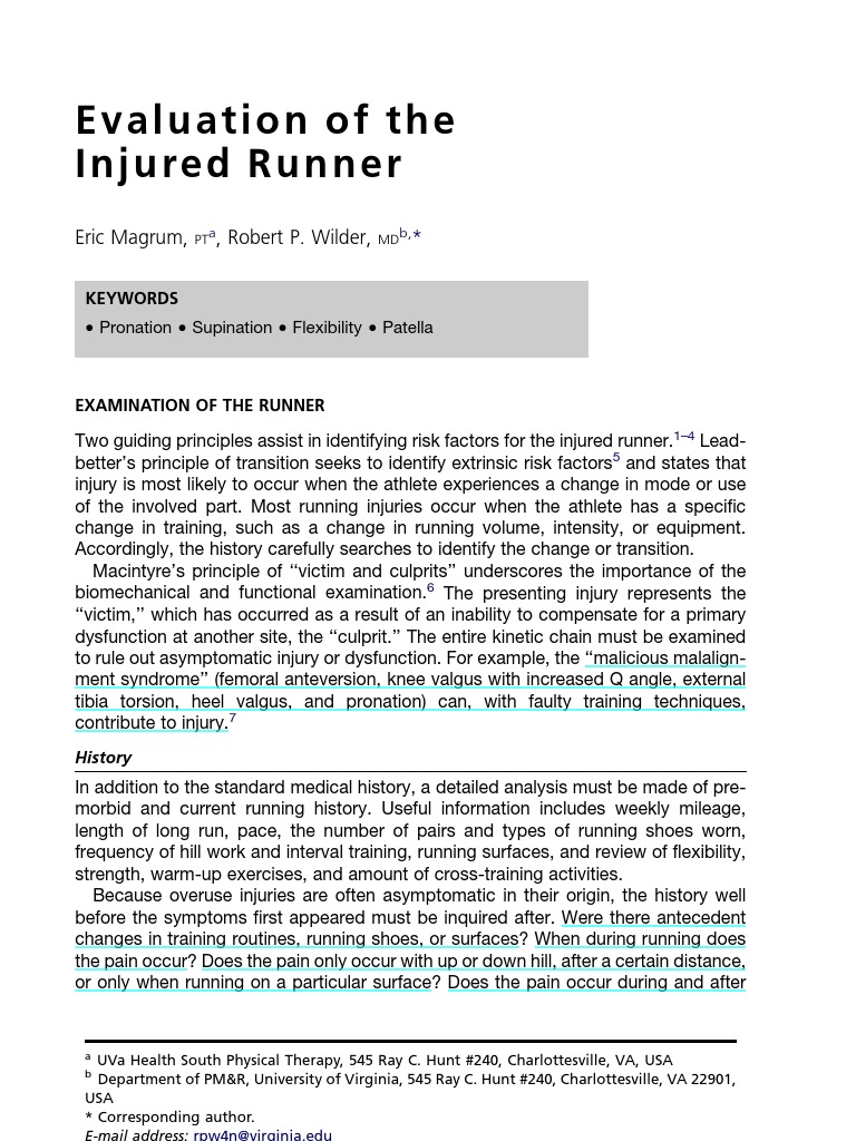 Evaluationofthe Injuredrunner: Eric Magrum,, Robert P. Wilder | PDF ...