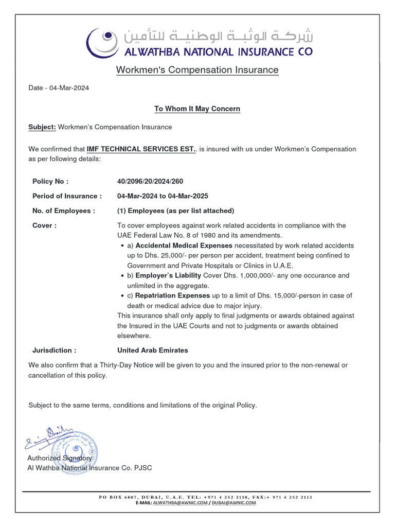 Insurance Certificate | PDF