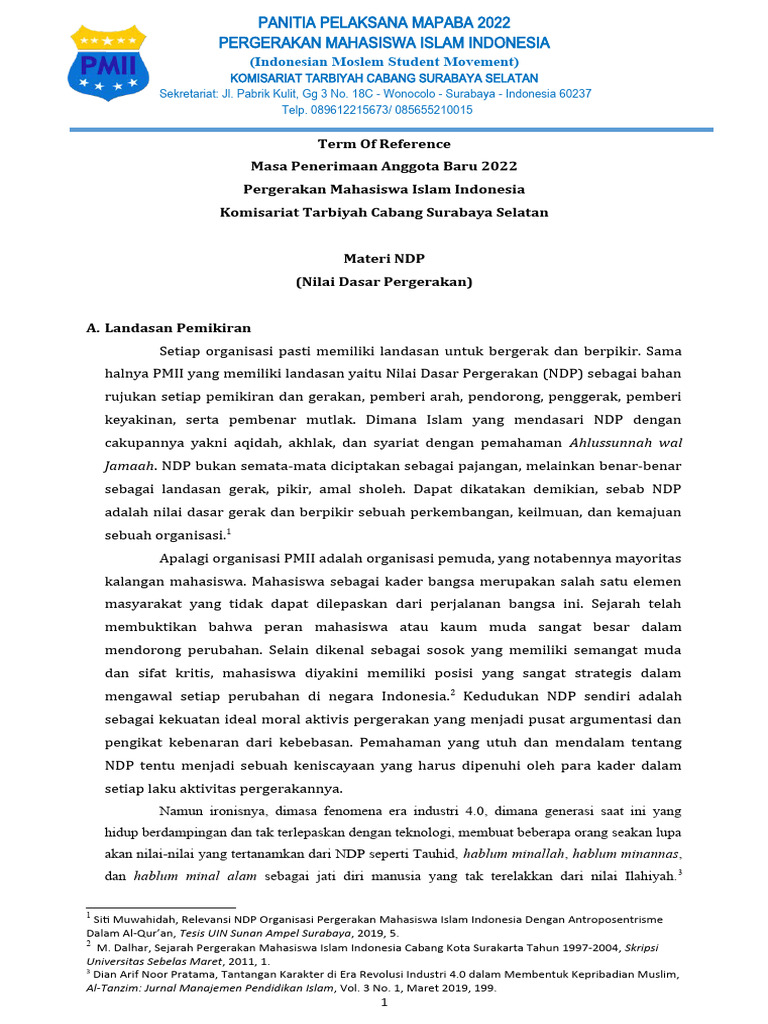 Tor NDP Mapaba 2022 | PDF | Karier & Perkembangan