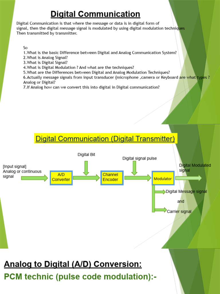 Digital Communication Basics Explained | PDF | Modulation | Analog To Digital Converter