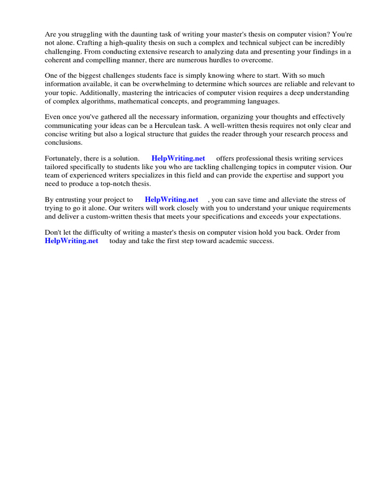 Master Thesis Computer Vision PDF | PDF | Computer Vision | Computer Science