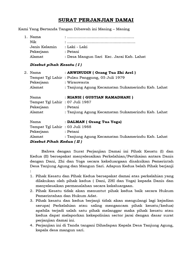 Surat Perjanjian Damai 3 | PDF