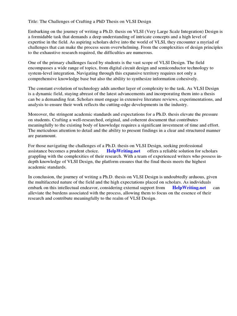 PHD Thesis On Vlsi Design | PDF | Cmos | Field Effect Transistor