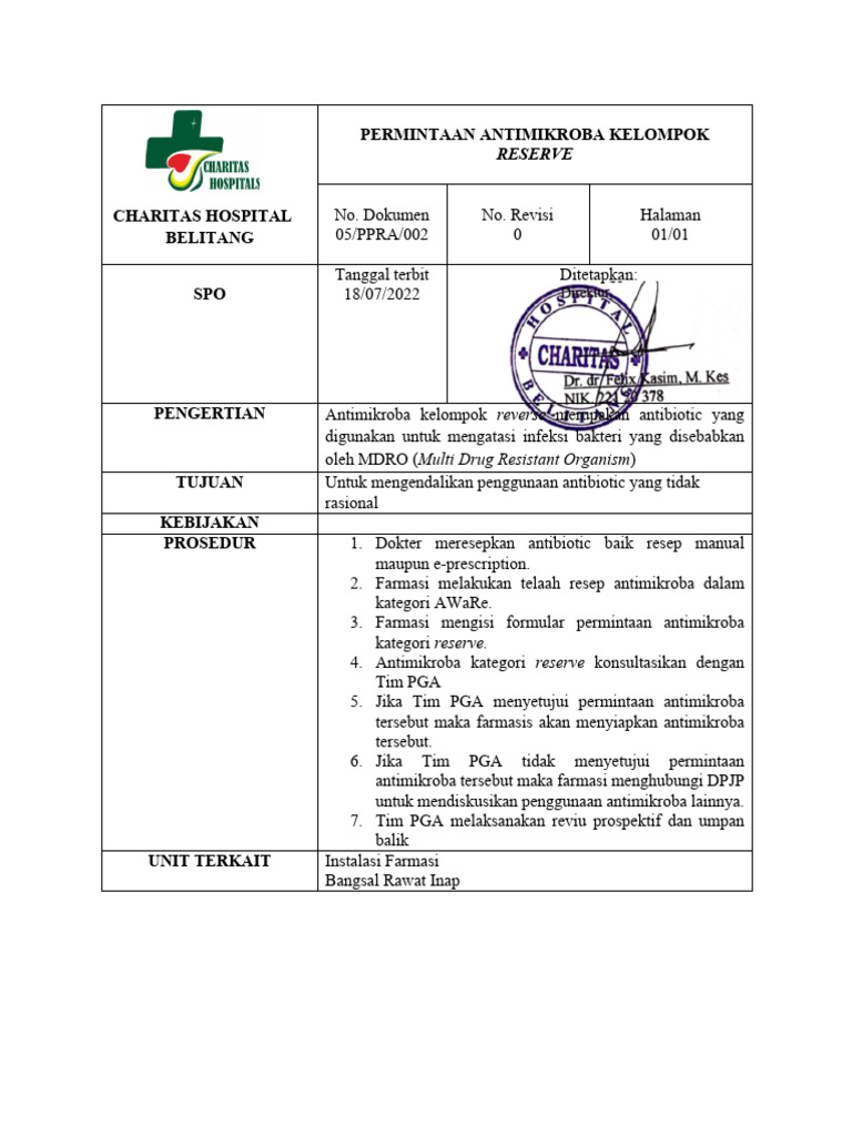 Spo Permintaan Antimikroba Kategori Reverse | PDF