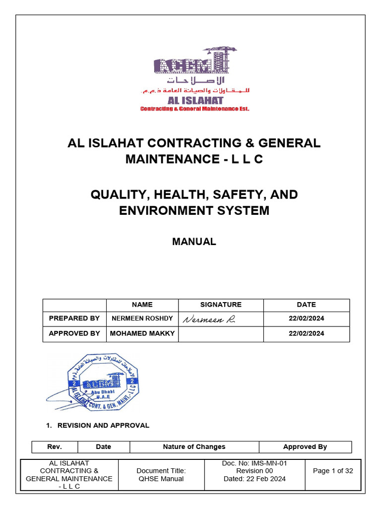 03 Ims Manual Pdf Occupational Safety And Health Audit