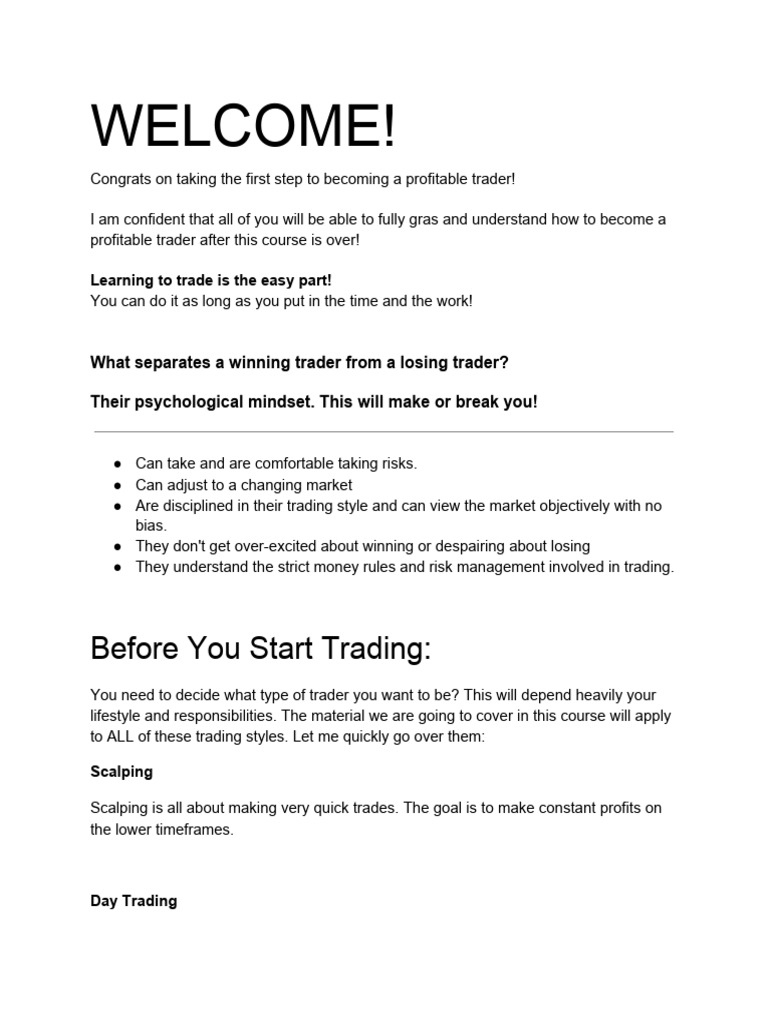Session 1 Outline Download Free Pdf Day Trading Business