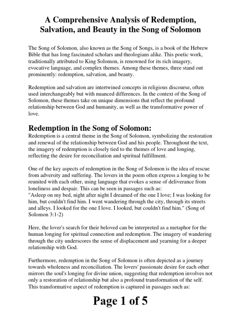 A Comprehensive Analysis of Redemption, Salvation, and Beauty in the ...